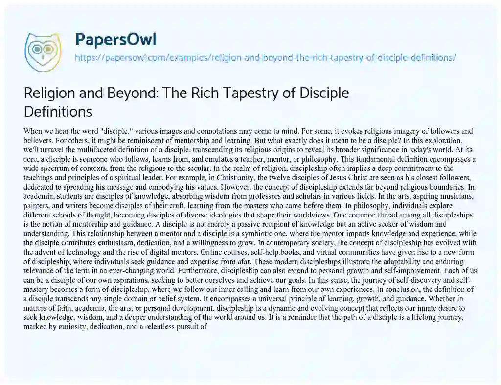 Religion and Beyond: The Rich Tapestry of Disciple Definitions - Free ...