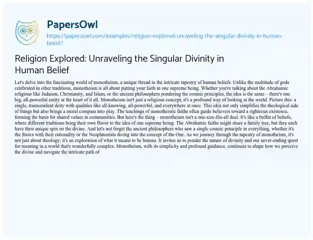Religion Explored: Unraveling the Singular Divinity in Human Belief ...