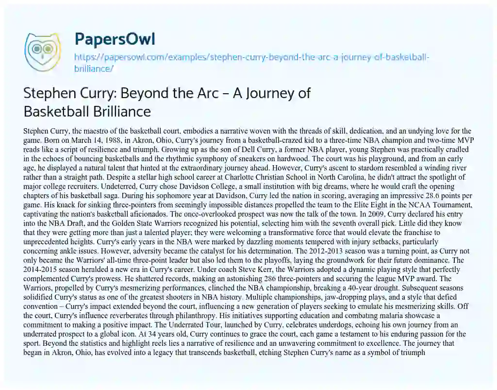 Stephen Curry: Beyond the Arc – A Journey of Basketball Brilliance ...