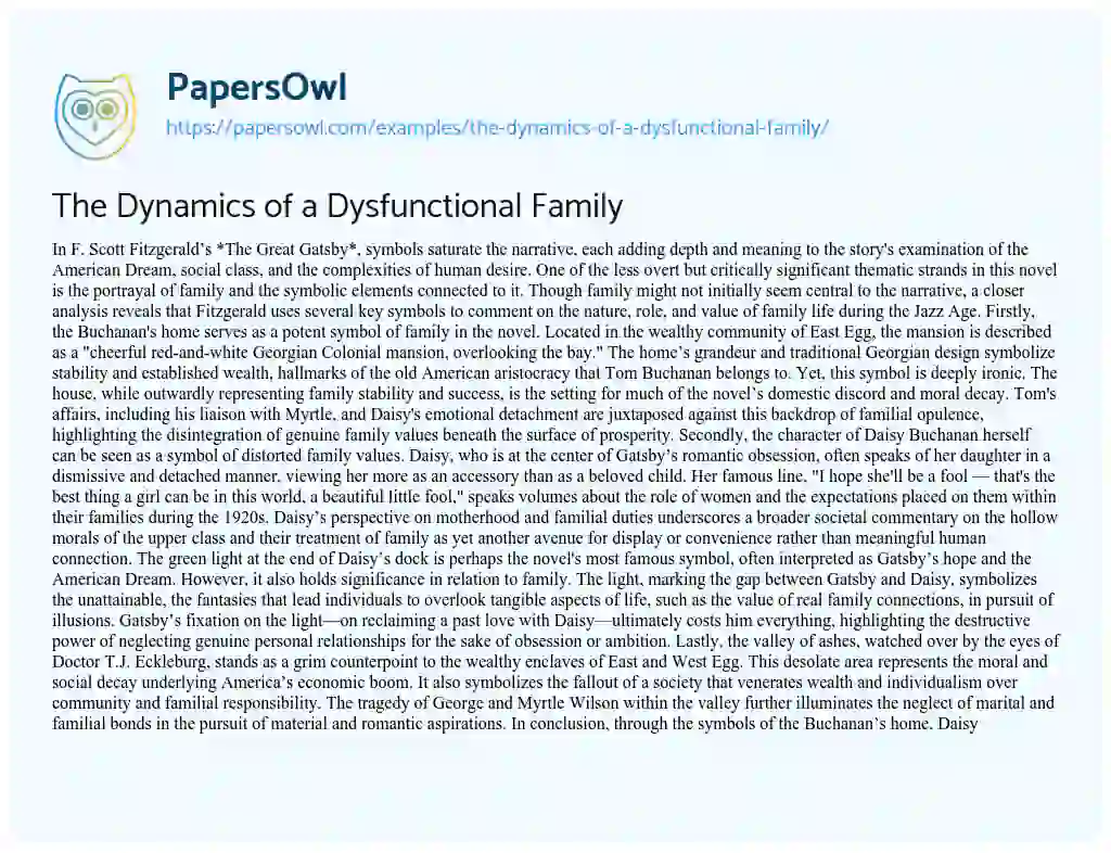 The Dynamics of a Dysfunctional Family - Free Essay Example - 642 Words ...