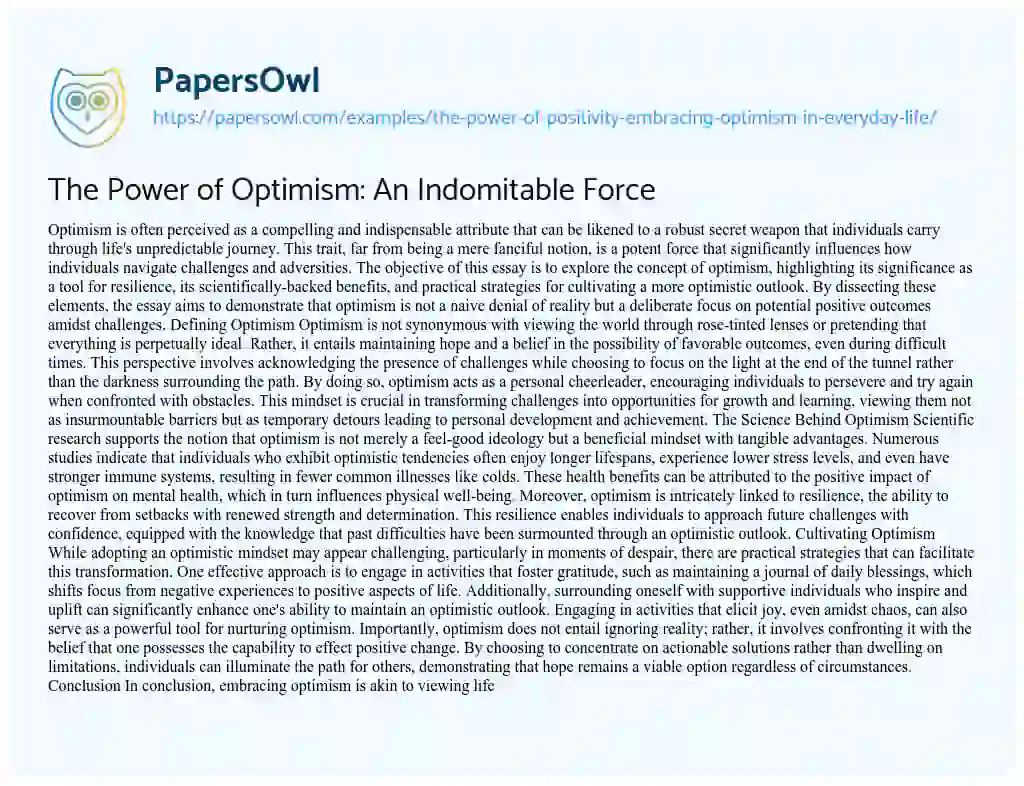 The Power of Positivity: Embracing Optimism in Everyday Life - Free ...