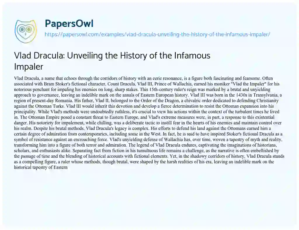Vlad Dracula: Unveiling the History of the Infamous Impaler - Free ...